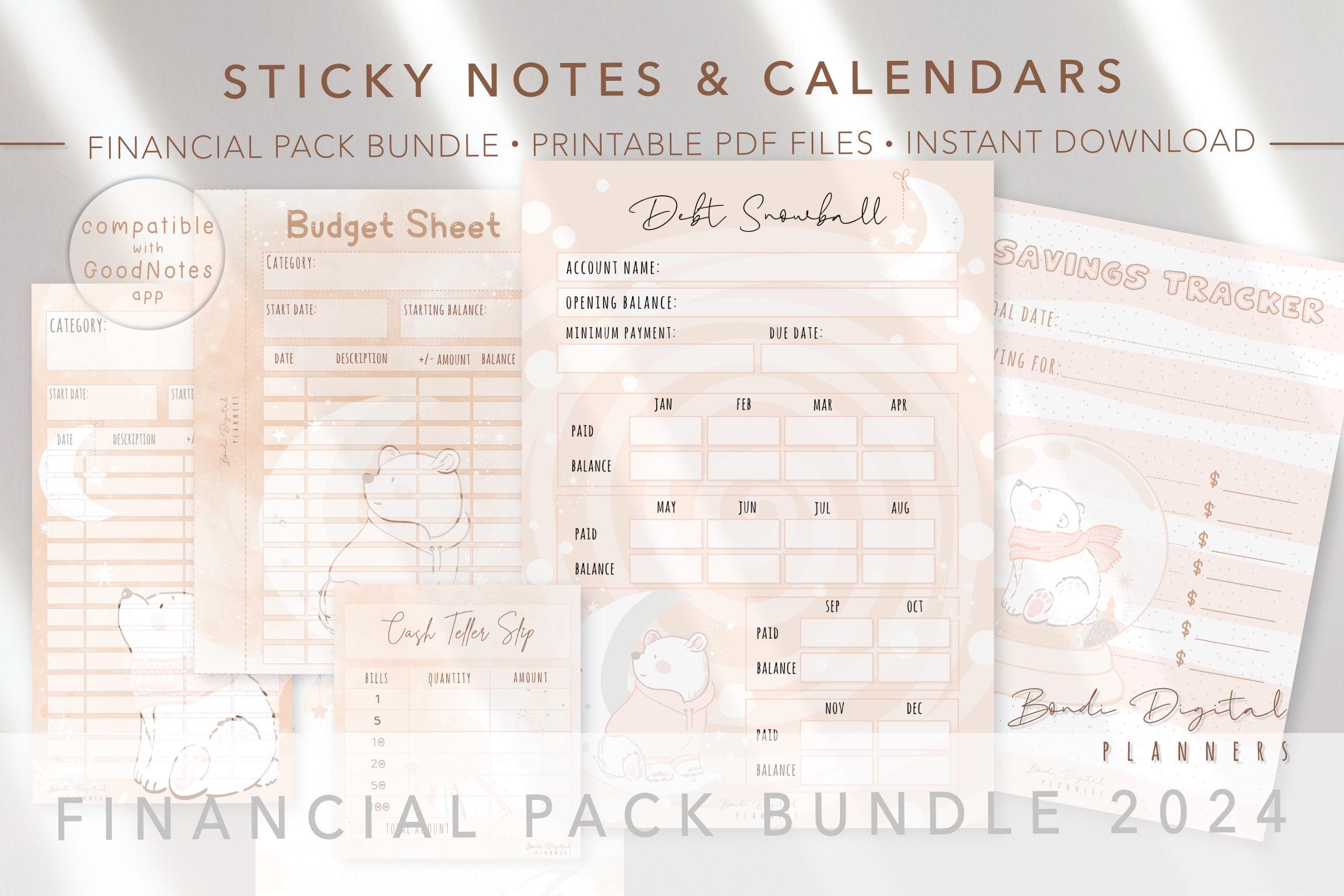 Printable Calendar 2024 | Financial Budget Planner | Digital Planners ...