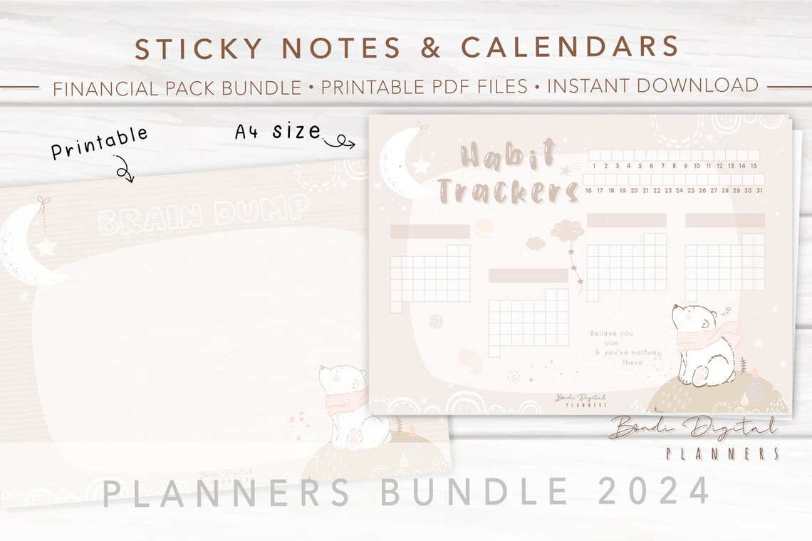 Printable Calendar 2024 Financial Budget Planner Digital Planners ...