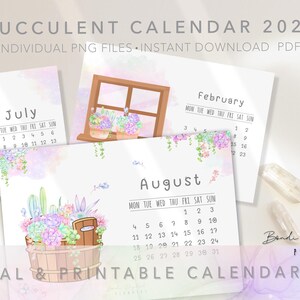 Printable Calendar 2025 | Cute Succulent Watercolour Calendars ...