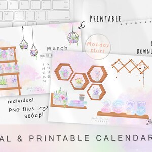 Printable Calendar 2025 | Cute Succulent Watercolour Calendars ...