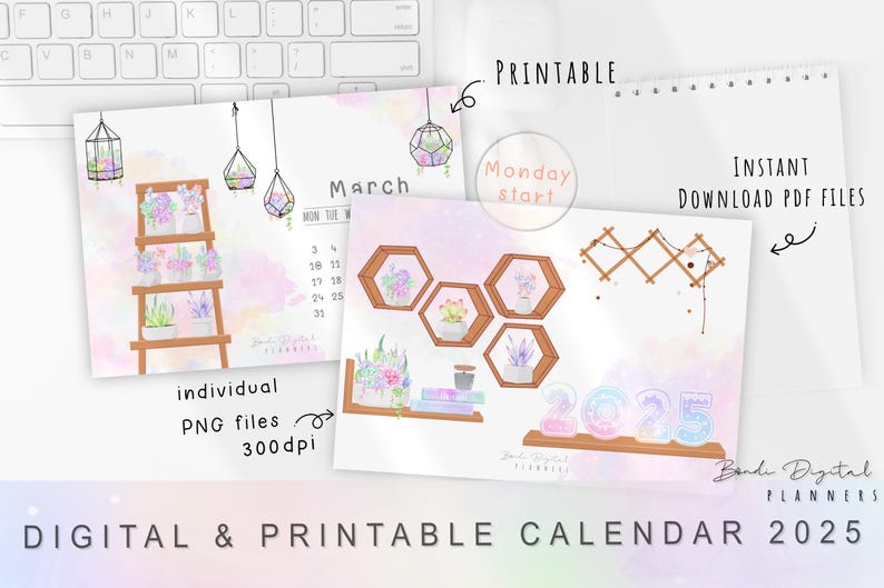 Printable Calendar 2025 | Cute Succulent Watercolour Calendars ...