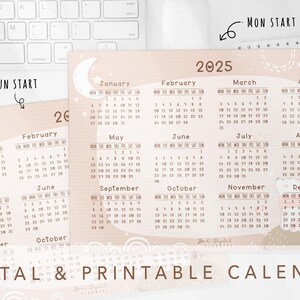 Cute Printable Calendars 2025 | Digital Planners Blank Undated Calendar ...
