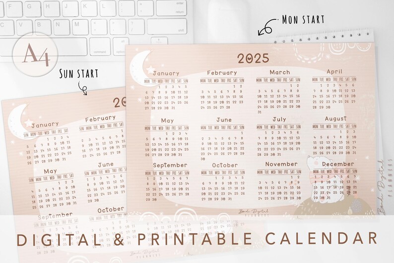 Cute Printable Calendars 2025 | Digital Planners Blank Undated Calendar ...