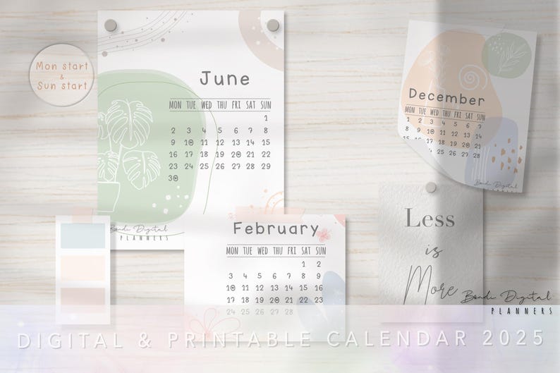 Printable Calendar 2025 | Digital Calendars | Minimalistic |aesthetic ...
