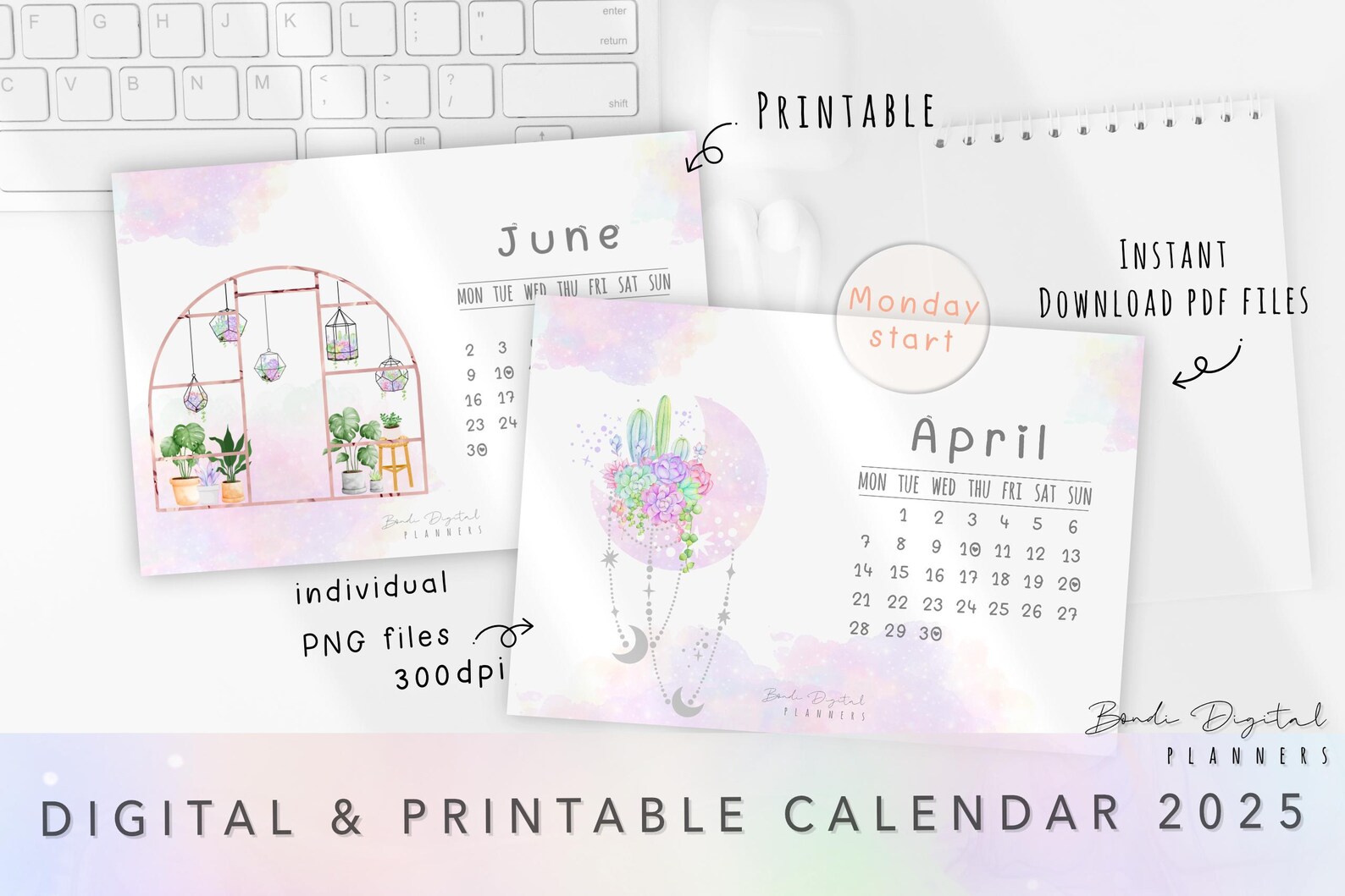 Printable Calendar 2025 | Cute Succulent Watercolour Calendars ...