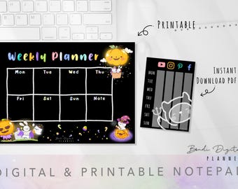 Cute Printable Calendars 2025 | Halloween Month | Weekly Digital ...