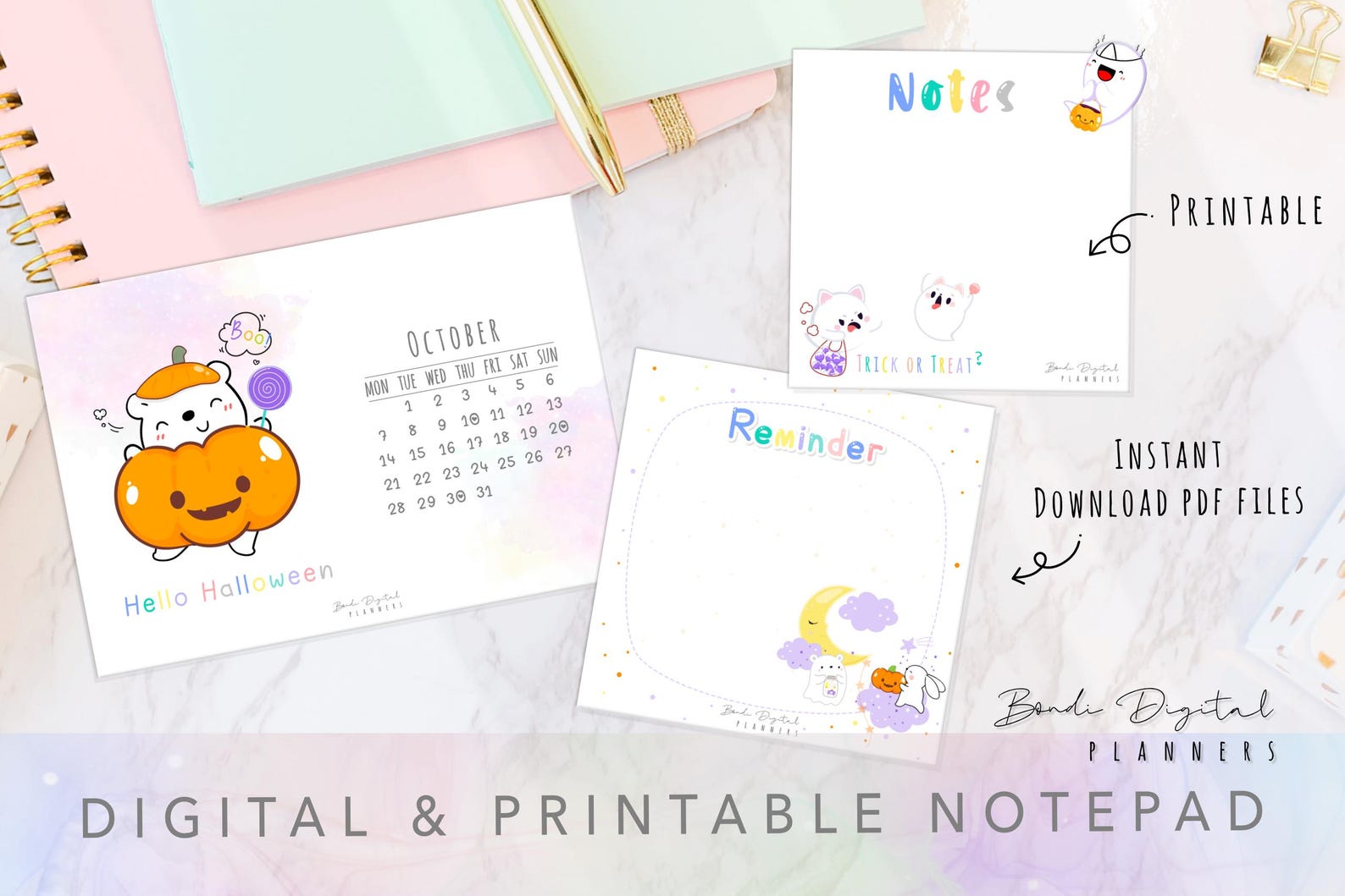 Cute Printable Calendars 2025 | Halloween Month | Weekly Digital ...