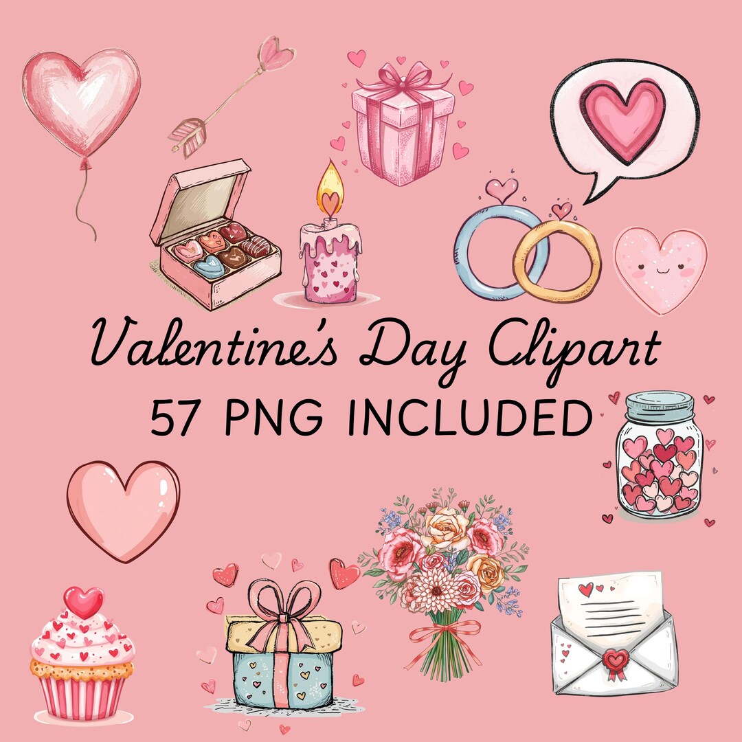 Valentine’s Day Clipart Bundle –hearts, Love Letters, Gifts, Arrows ...