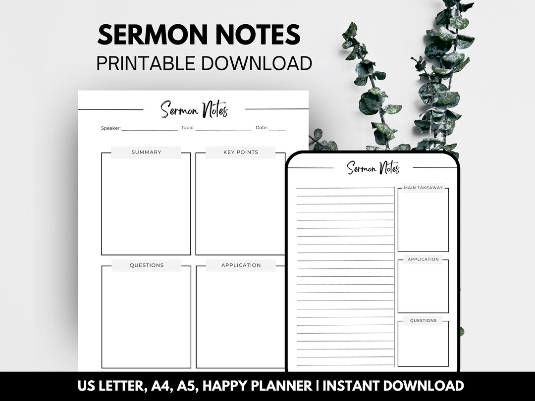 Sermon Notes, Bible Study Printable, Bible Study Planner, Bible Study ...