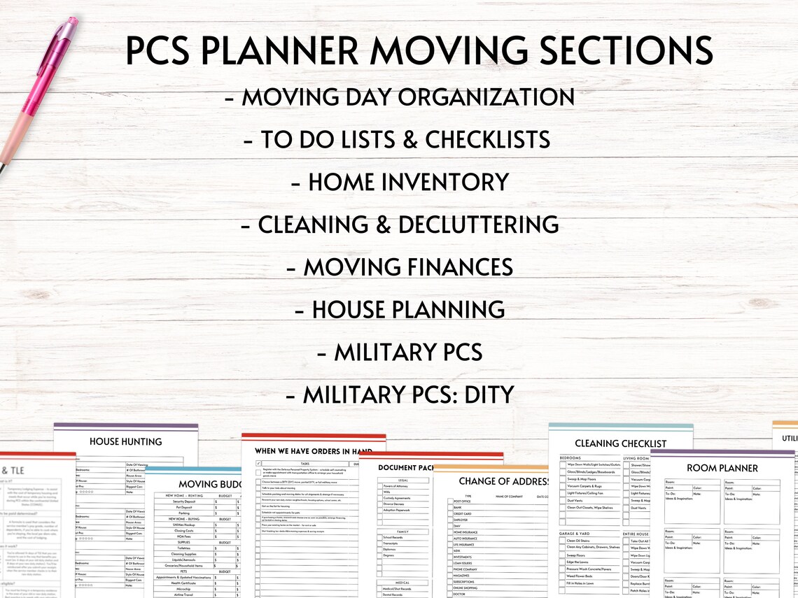 PCS Binder Printable PCS Checklist | Moving Checklist, Moving Binder ...