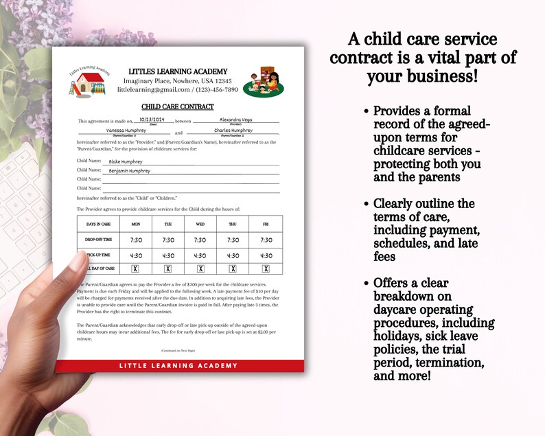 Daycare Parental Agreement, Daycare Contract Form, Home Daycare ...