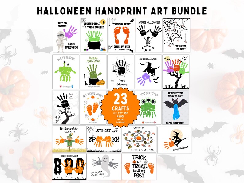 Halloween Handprint Art Bundle, Halloween Activity, Handprint Craft ...