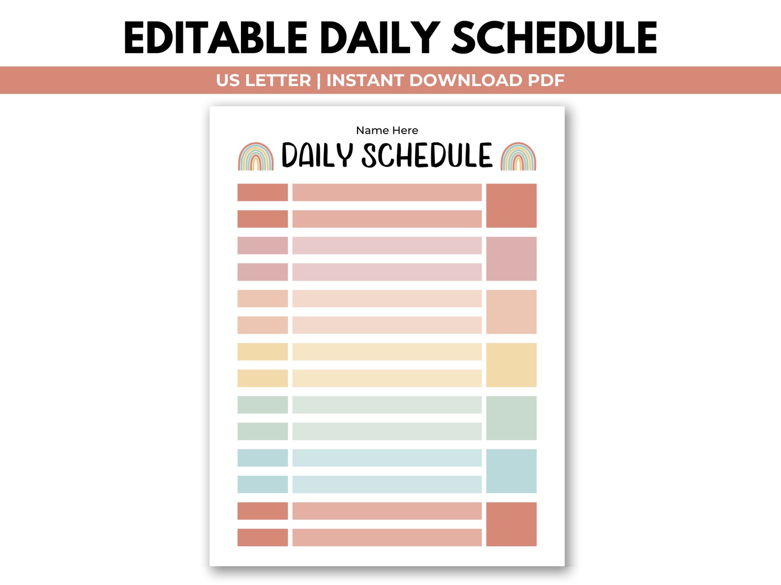 Kids Daily Schedule Template Printable, Homeschool Mom Daily Routine ...