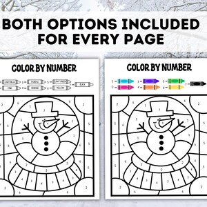 Winter Color by Number, Winter Coloring Pages, Holiday Crafts for Kids ...