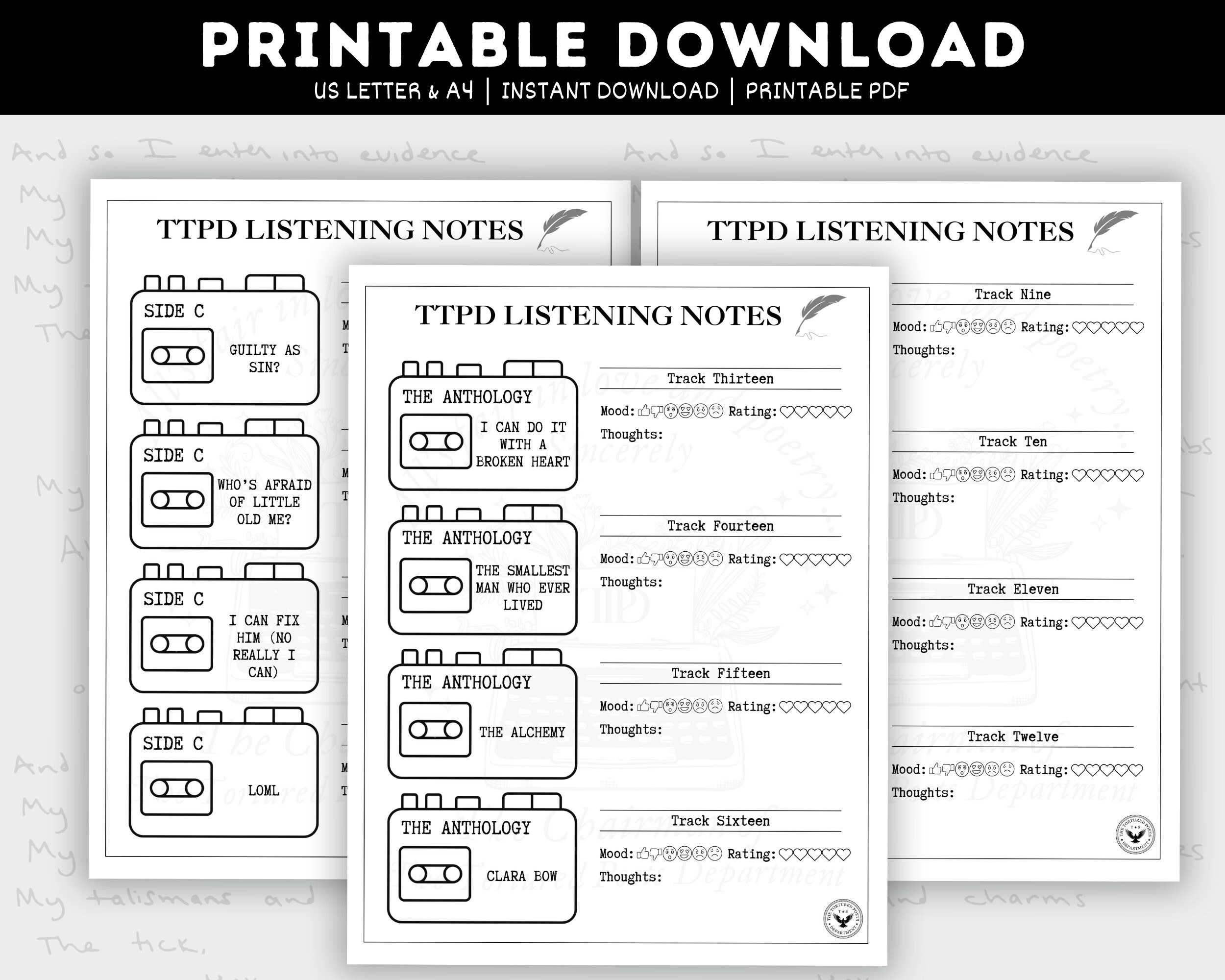 TTPD Listening Party Notes, Swiftie Party, Taylor Party Game, Teen ...