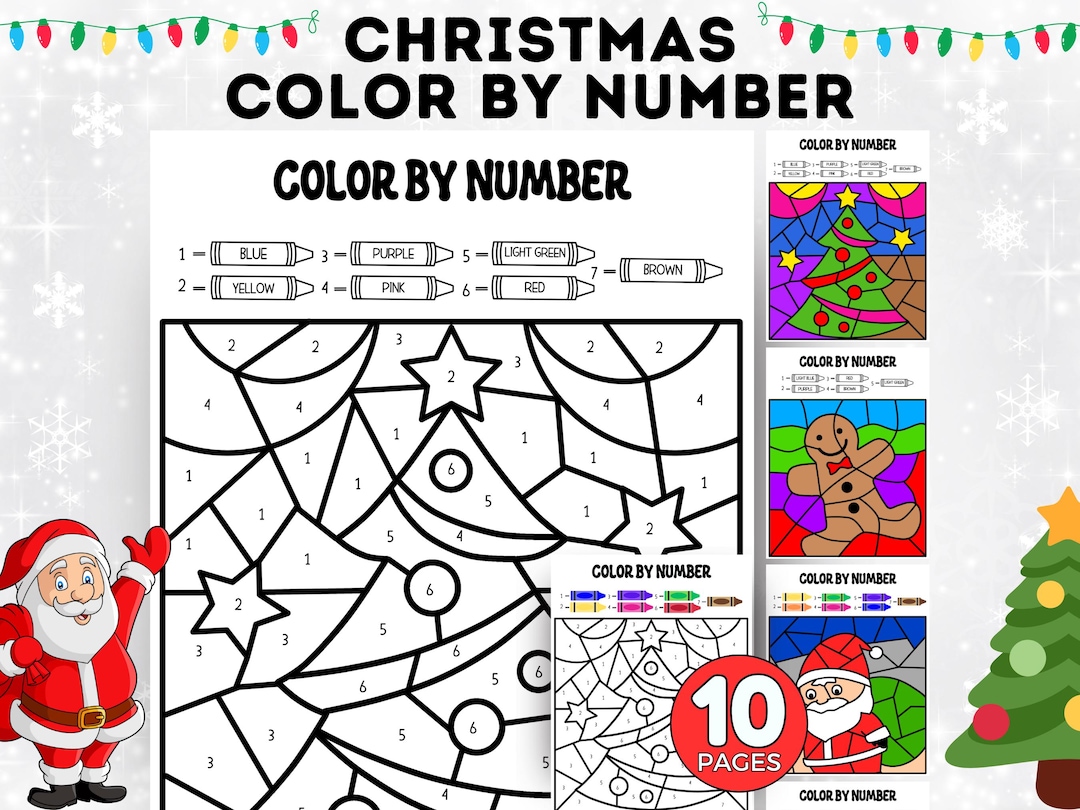 Christmas Color by Number, Christmas Coloring Pages, Christmas Coloring ...
