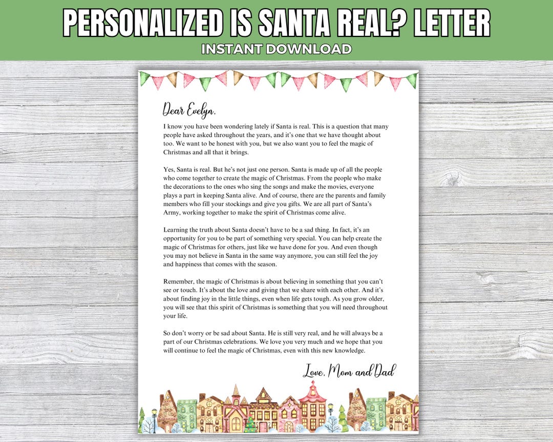 Is Santa Real Explanation Letter Personalized, Santa Letter Printable ...