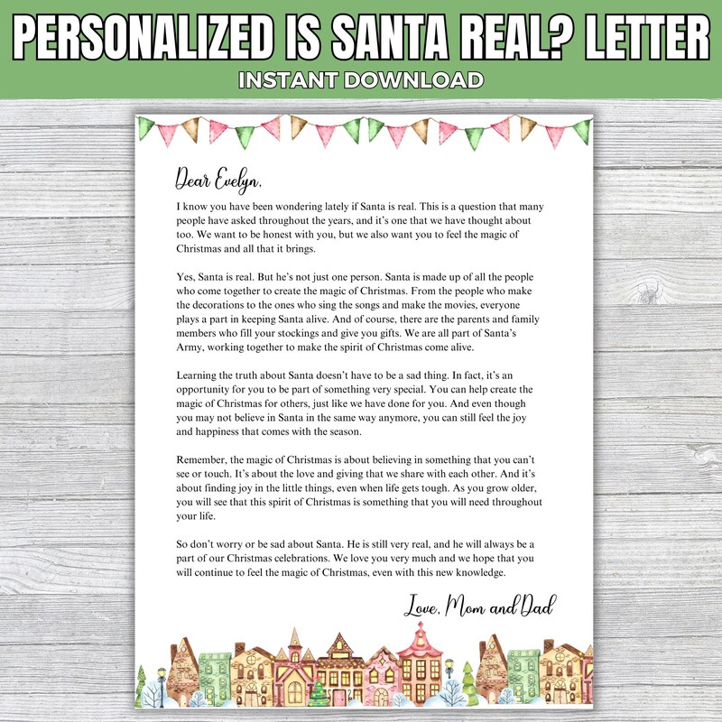 Letter Explaining Santa is Not Real - Etsy