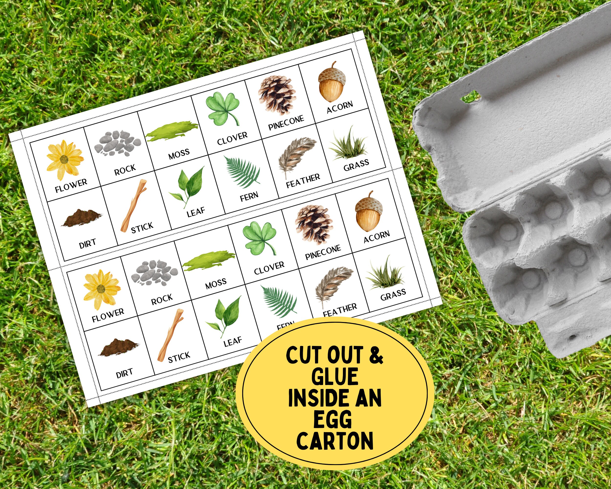 Egg Carton Scavenger Hunt Printable, Nature Scavenger Hunt for Kids ...