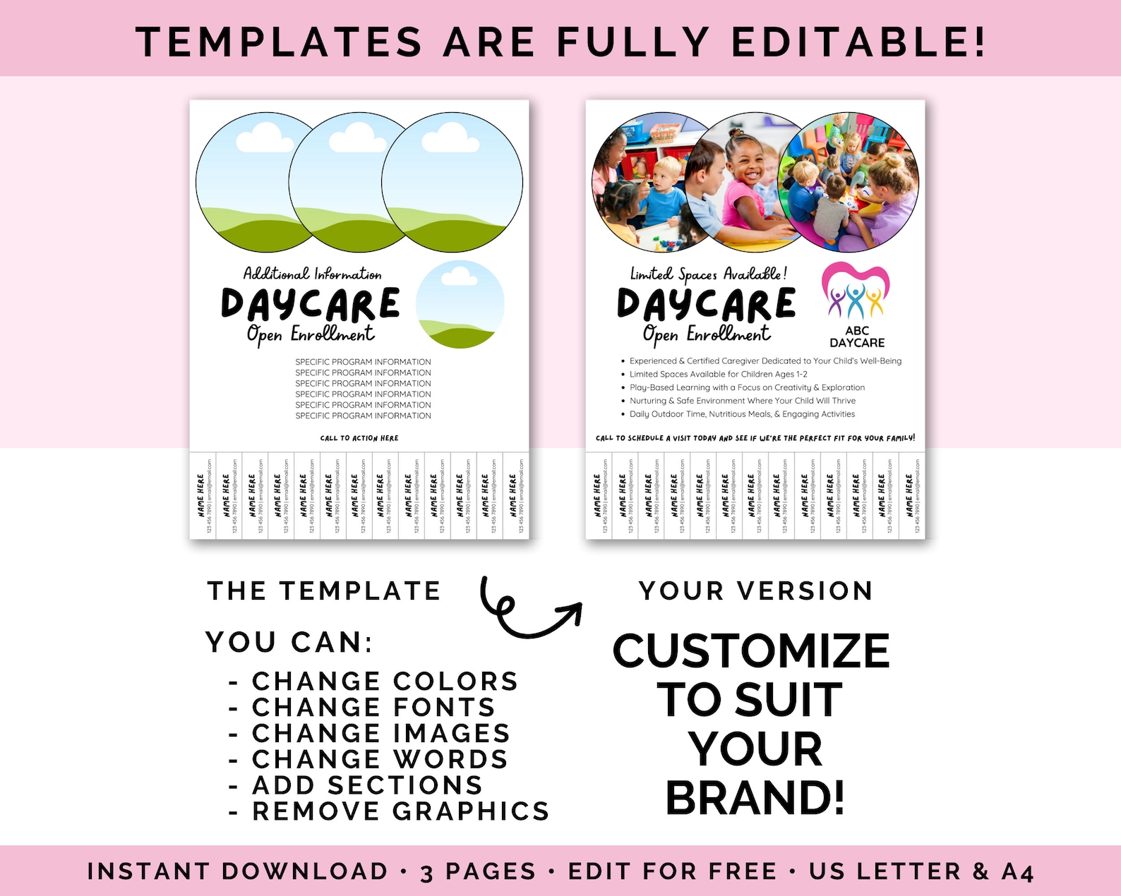 Editable Daycare Marketing Flyer, Childcare Advertising Poster, Summer ...