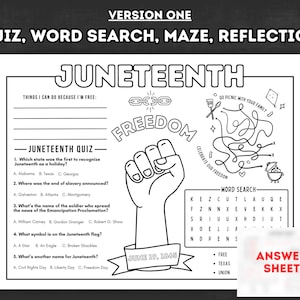 Juneteenth Coloring Page & Activity Placemat Sheet for Kids, Printable ...