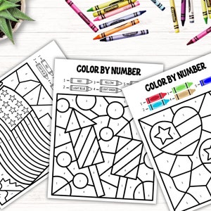 4th of July Color by Number Coloring Page for Kids, Independence Day ...