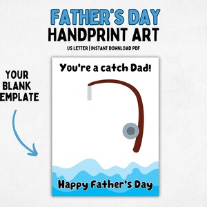 Father's Day Footprint Art, Fishing Handprint Templates for Dad, Daddy ...