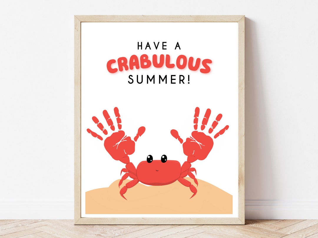 Crab Summer Handprint Craft, Printable Summer Art for Kids, Ocean ...