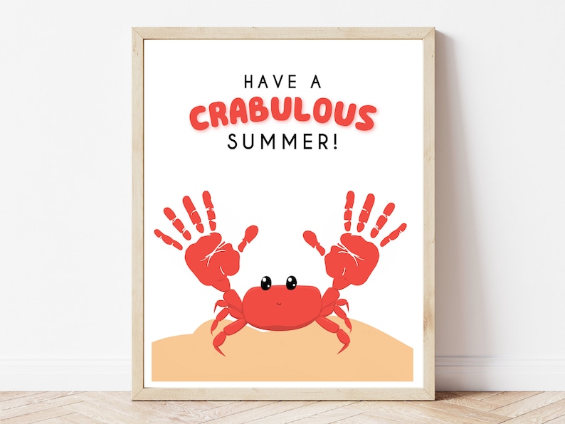 Crab Summer Handprint Craft, Printable Summer Art for Kids, Ocean ...