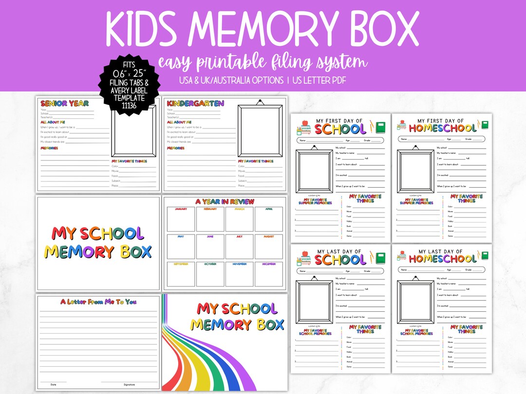 School Memory Book, Childhood Memory Journal, School Keepsake Box ...