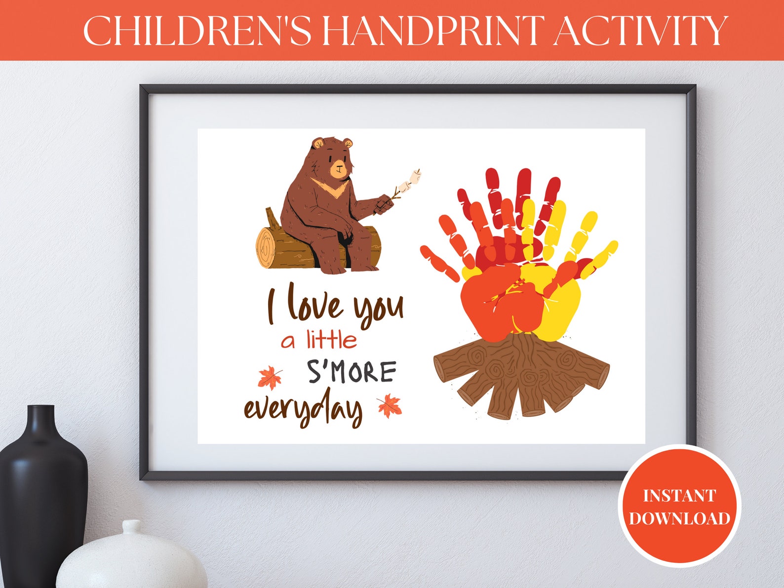 Campfire Handprint Art, Camping Craft Kids, Printable Summer Art for ...