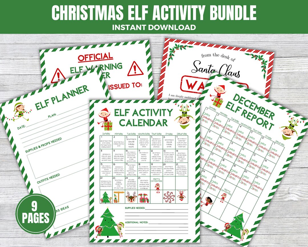 Customizable Elf Calendar, 24 Days of Christmas Activities, Printable ...