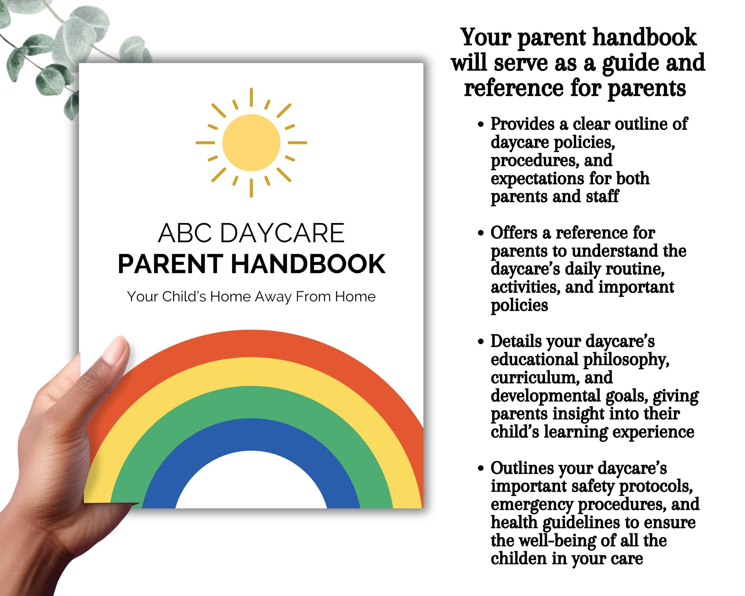 Editable Daycare Parent Handbook Template, Childcare Policy and ...