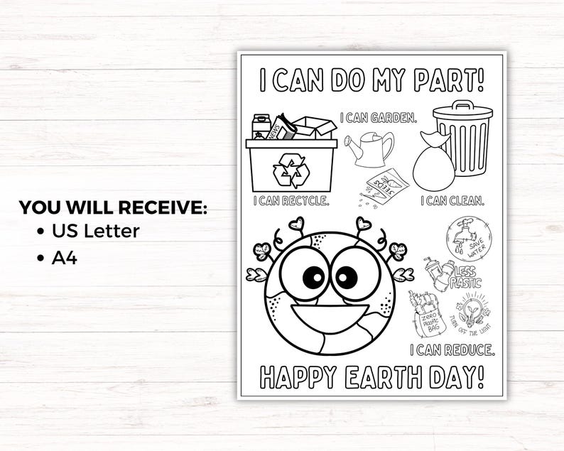 Earth Day Printable Coloring Page, Reduce Reuse Recycling Recycle ...
