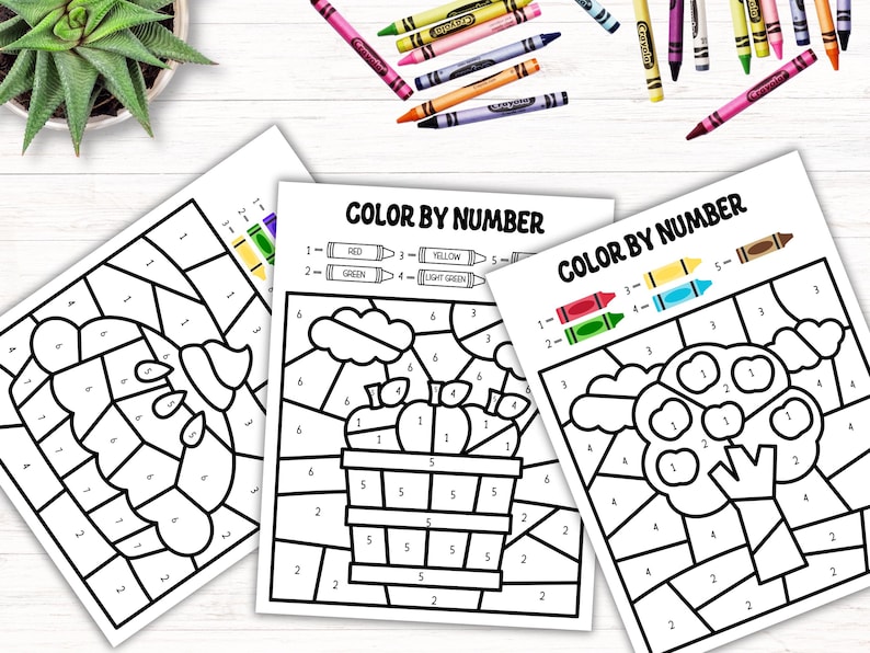 Apple Color by Number, Apple Craft Activity, Fall Craft for Kids ...