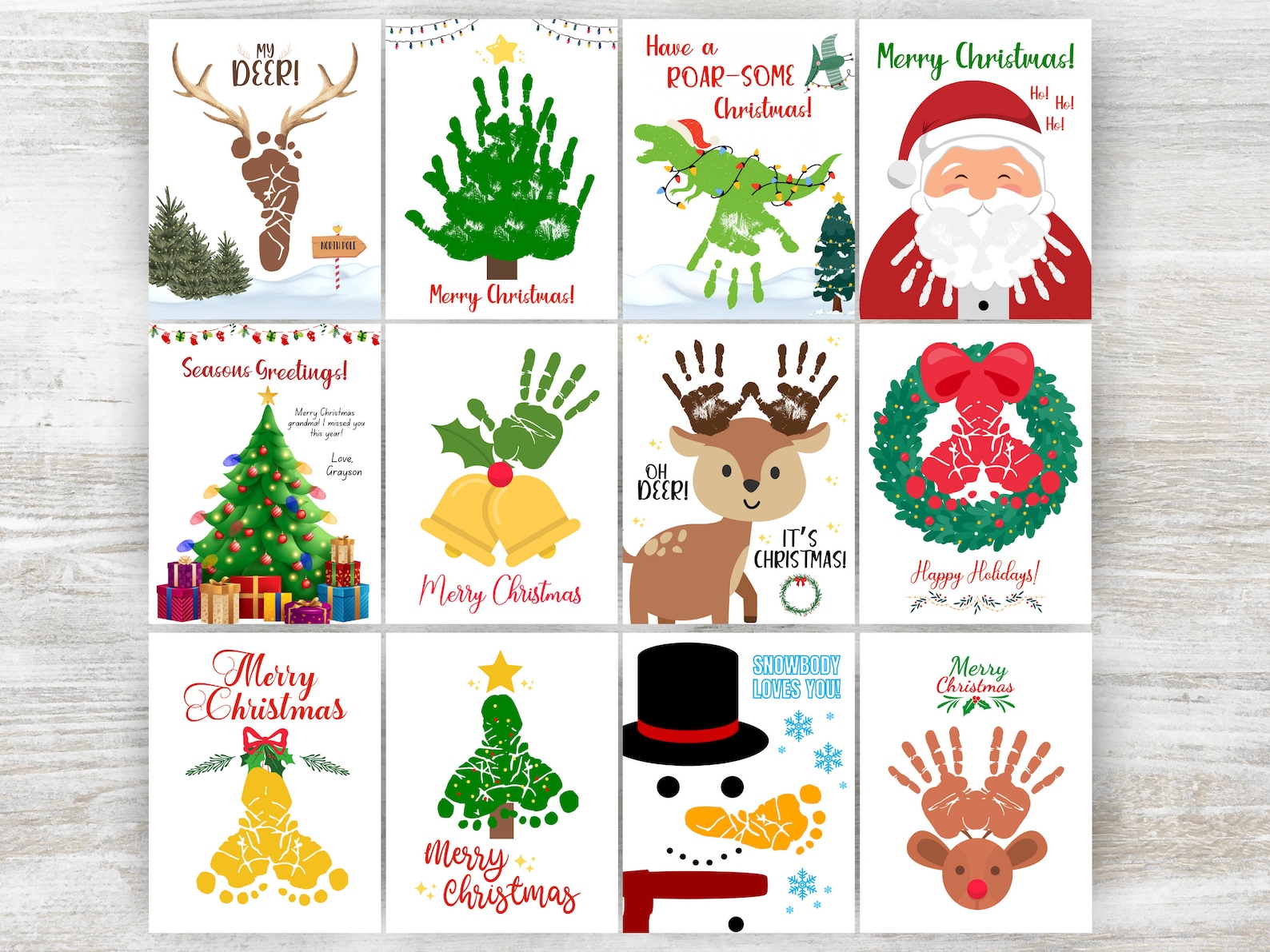 Christmas Handprint Footprint Art Craft Bundle, Holiday Handprint Art ...