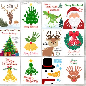 Christmas Handprint Footprint Art Craft Bundle, Holiday Handprint Art ...