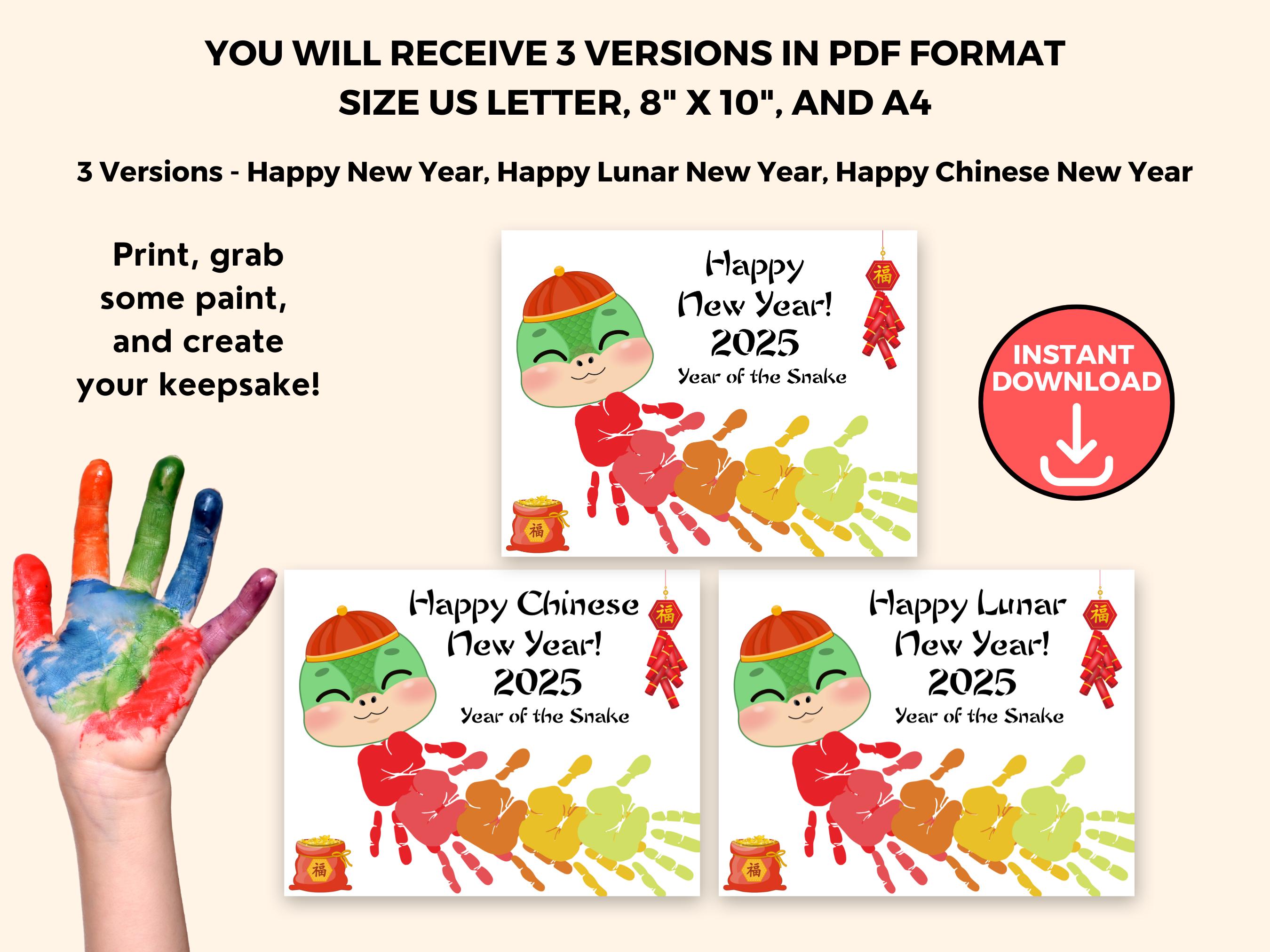 Chinese New Year Handprint Craft, Lunar New Year Handprint Art, Year of ...