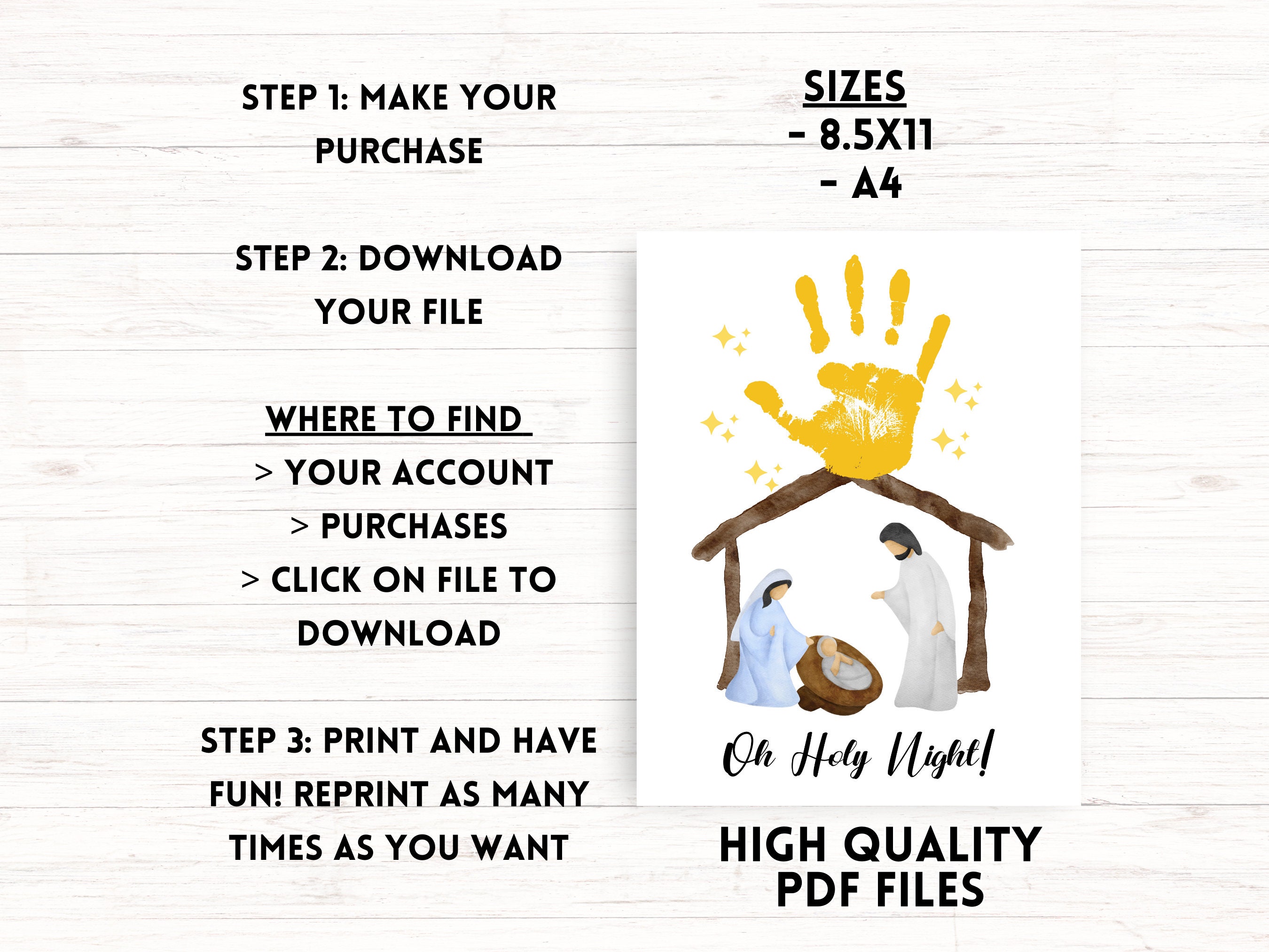 Nativity Story Christmas Handprint Art, Oh Holy Night Handprint Craft ...