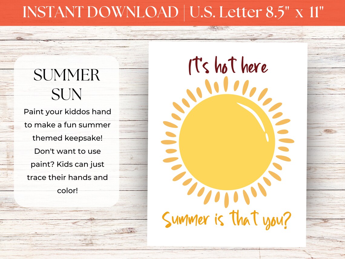 Summer Sun Handprint Art Printable Summer Art for Kids Handprint ...