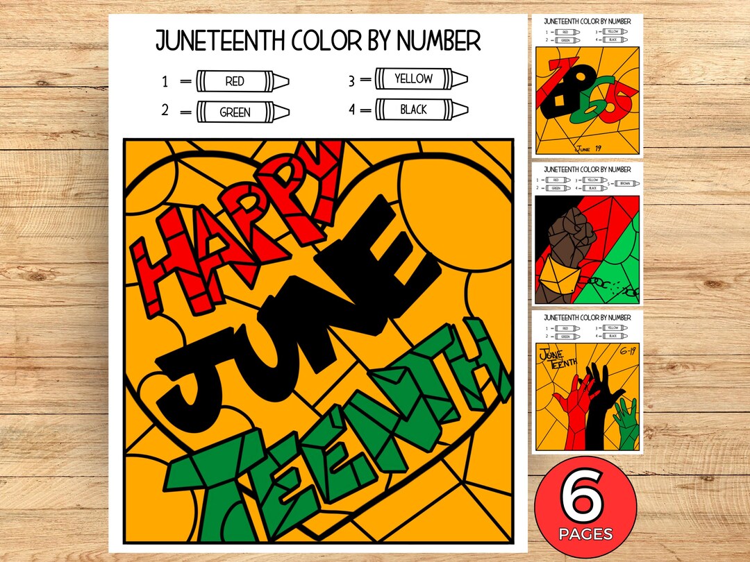 Juneteenth Color by Number Coloring Page for Kids, Juneteenth ...