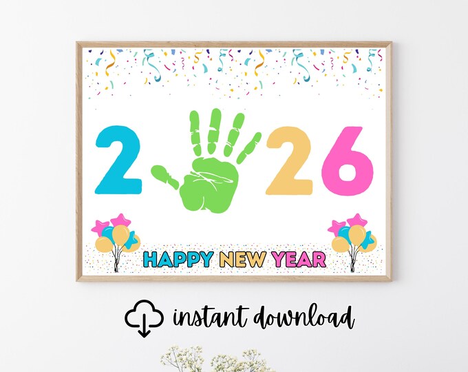 New Year 2026 Handprint Craft, Printable New Years Handprint Art ...