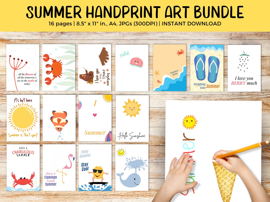 Summer Handprint Craft for Kids Printable Summer Art for - Etsy