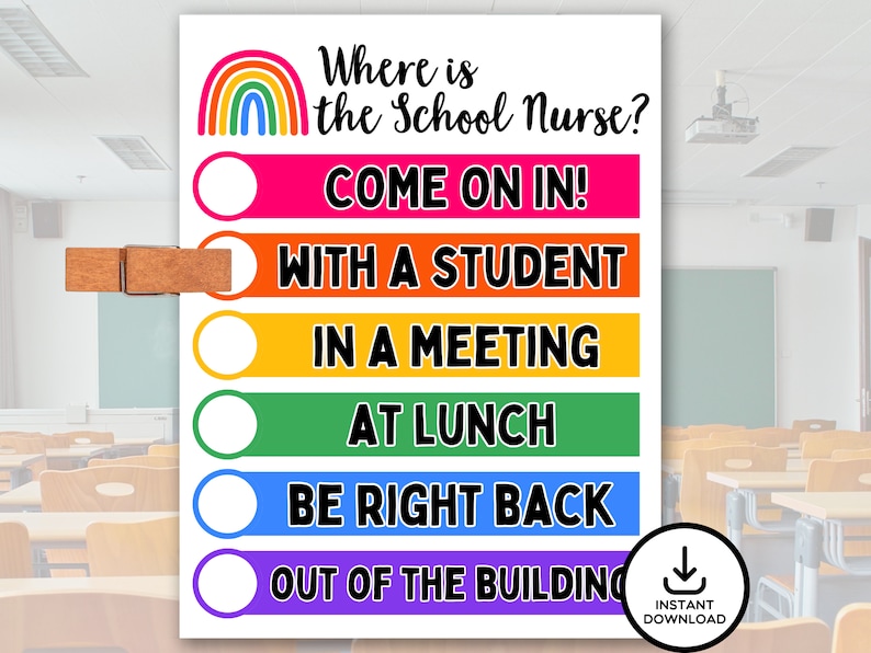 Printable School Nurse Door Sign, Where is the School Nurse Sign ...