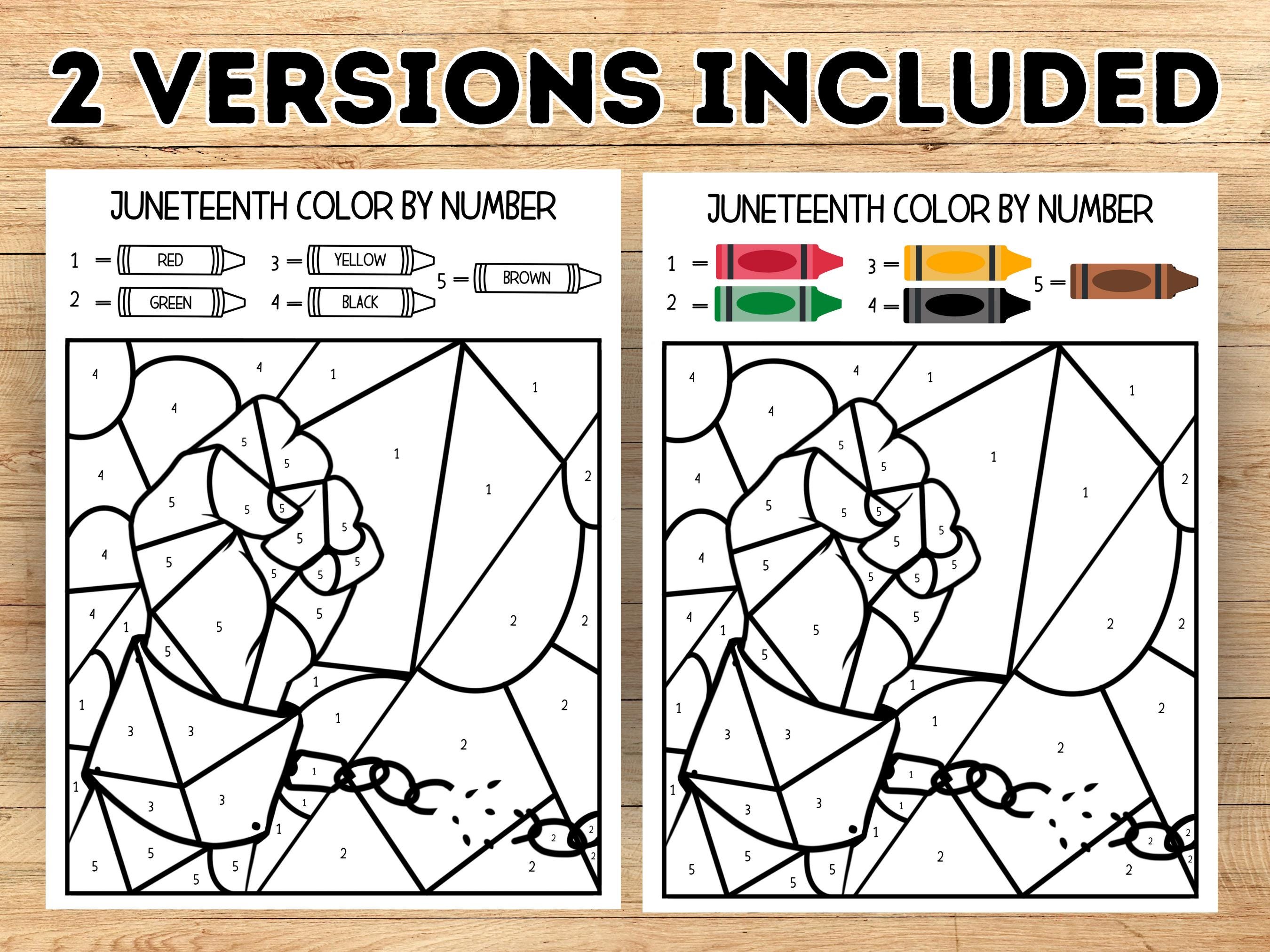 Juneteenth Color by Number Coloring Page for Kids, Juneteenth ...