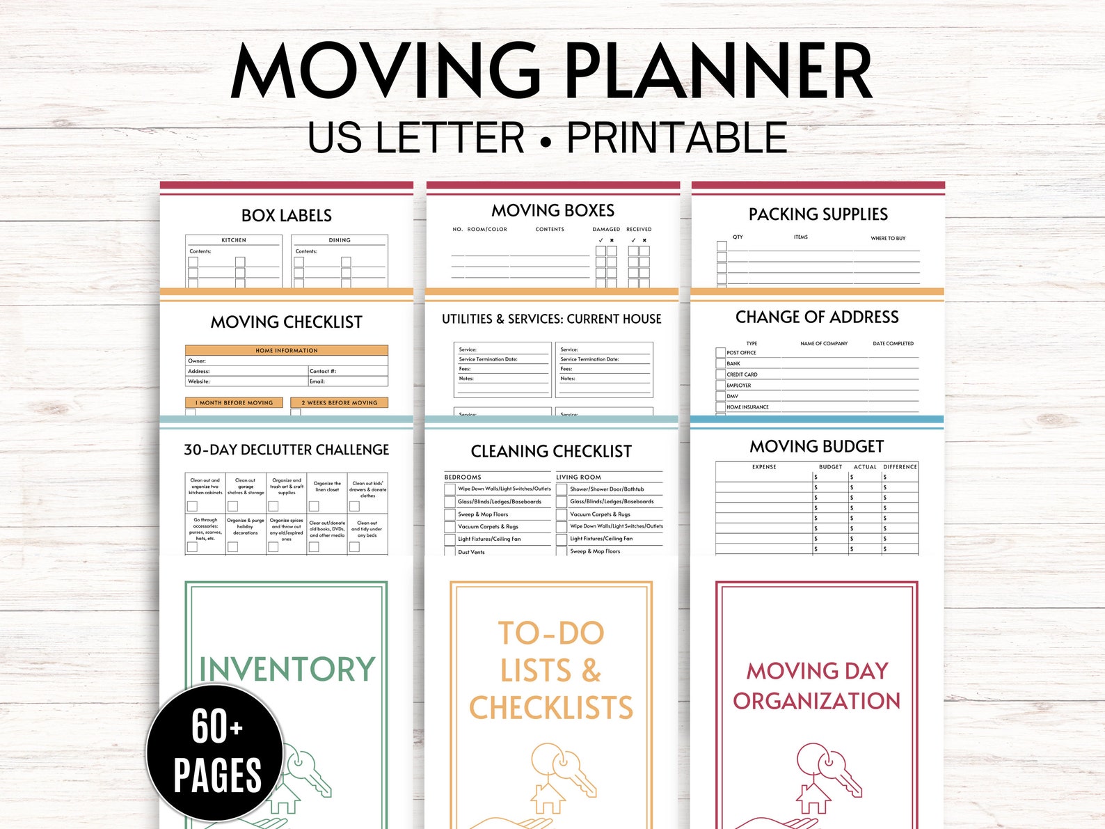 Moving Checklist, PCS Binder, Moving Binder, Moving Printable, Moving ...