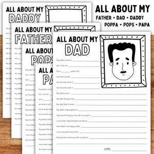 All About Dad Questions, Printable Father Daddy Interview Questionnaire ...