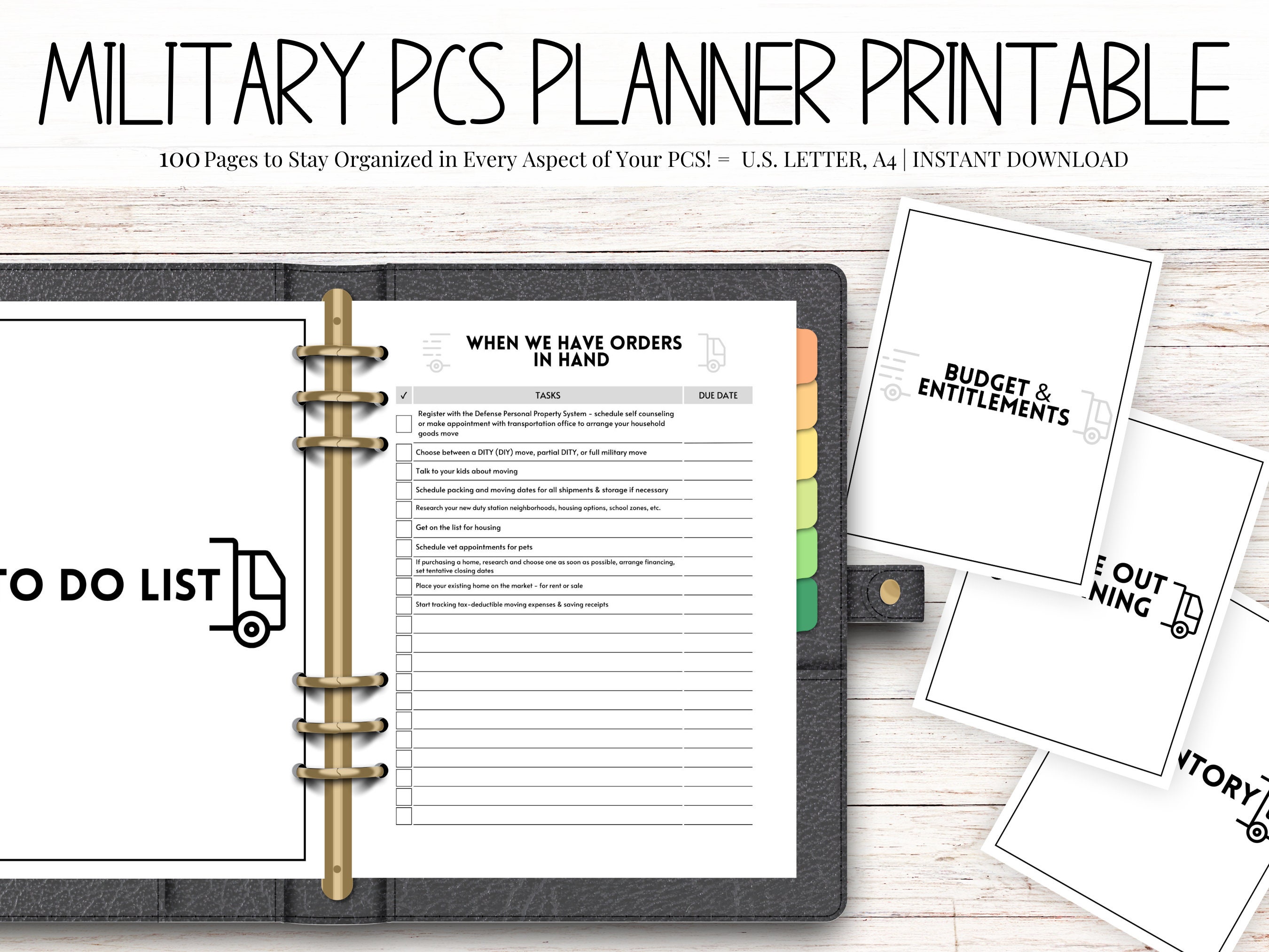 PCS Binder Printable PCS Checklist | Moving Checklist, Moving Binder ...