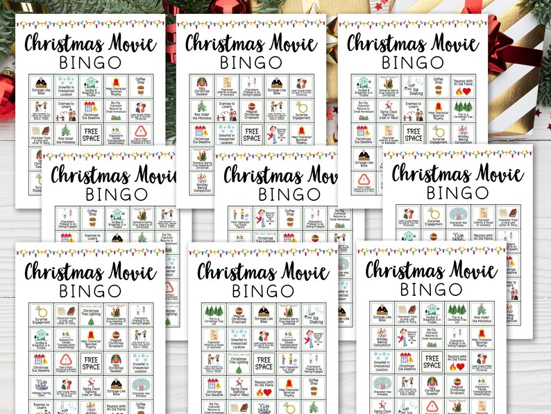 Christmas Movie Bingo, Christmas Bingo Cards, Christmas Activity, TV ...