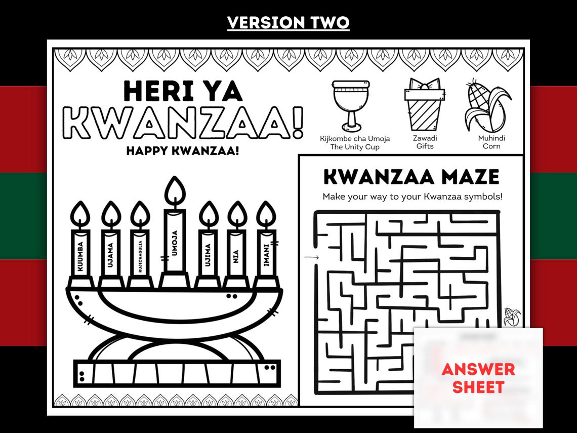 Kwanzaa Kids Coloring and Activities Pages, Printable Kwanzaa Kids ...